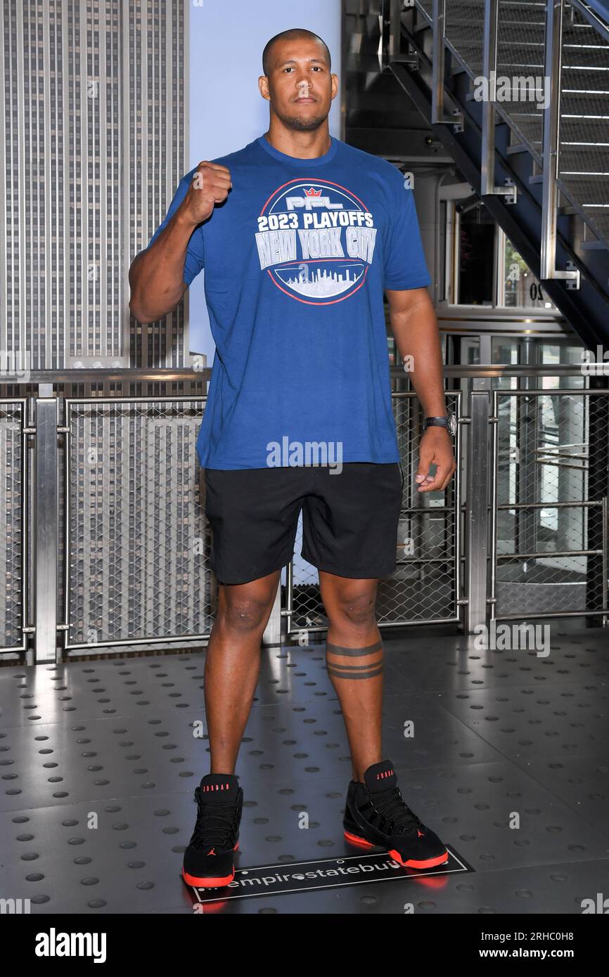 New York, USA. 15th Aug, 2023. Renan Ferreira visits the Empire State ...