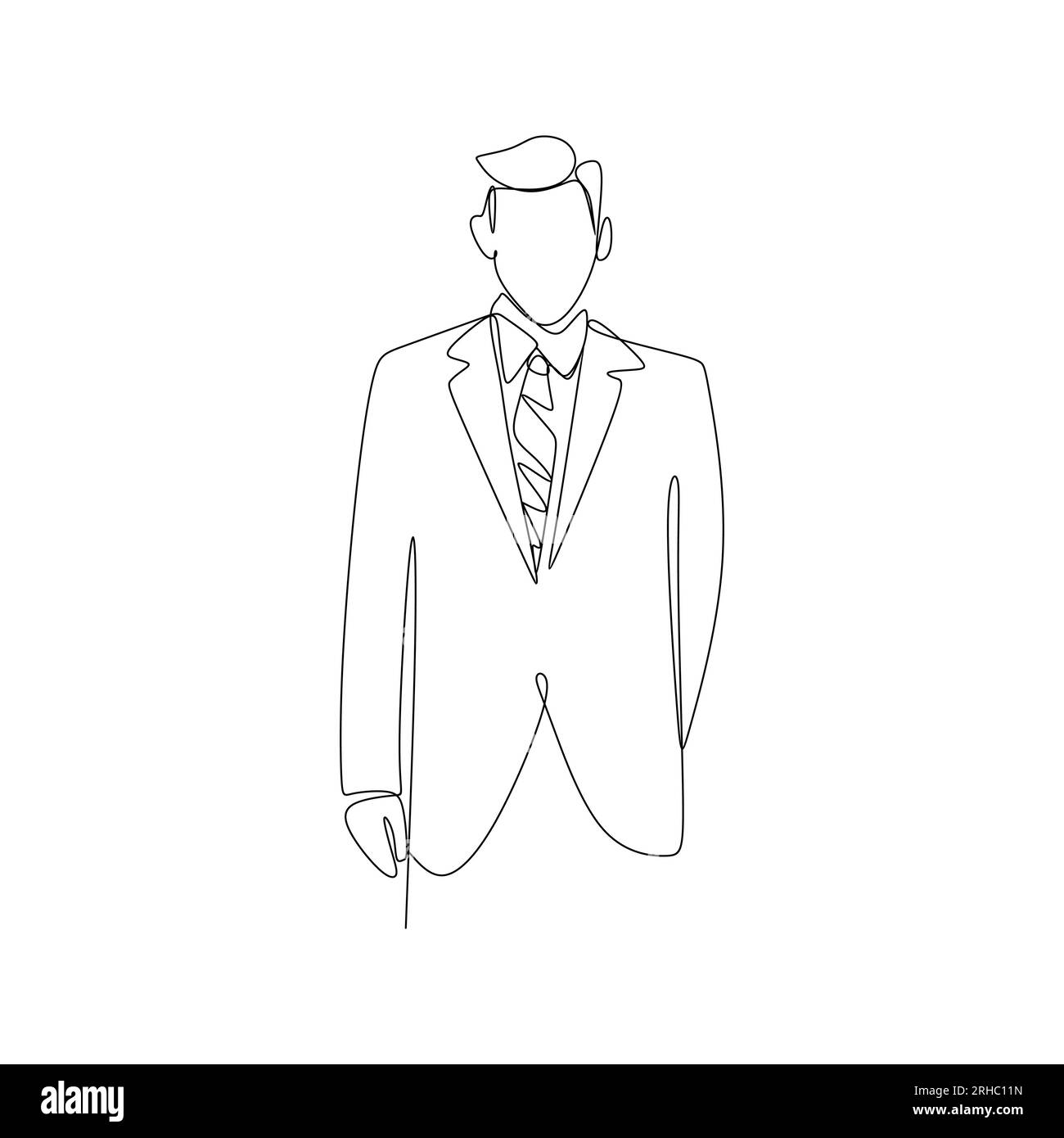 A person with a suit dress continuous line art drawing of famous ...