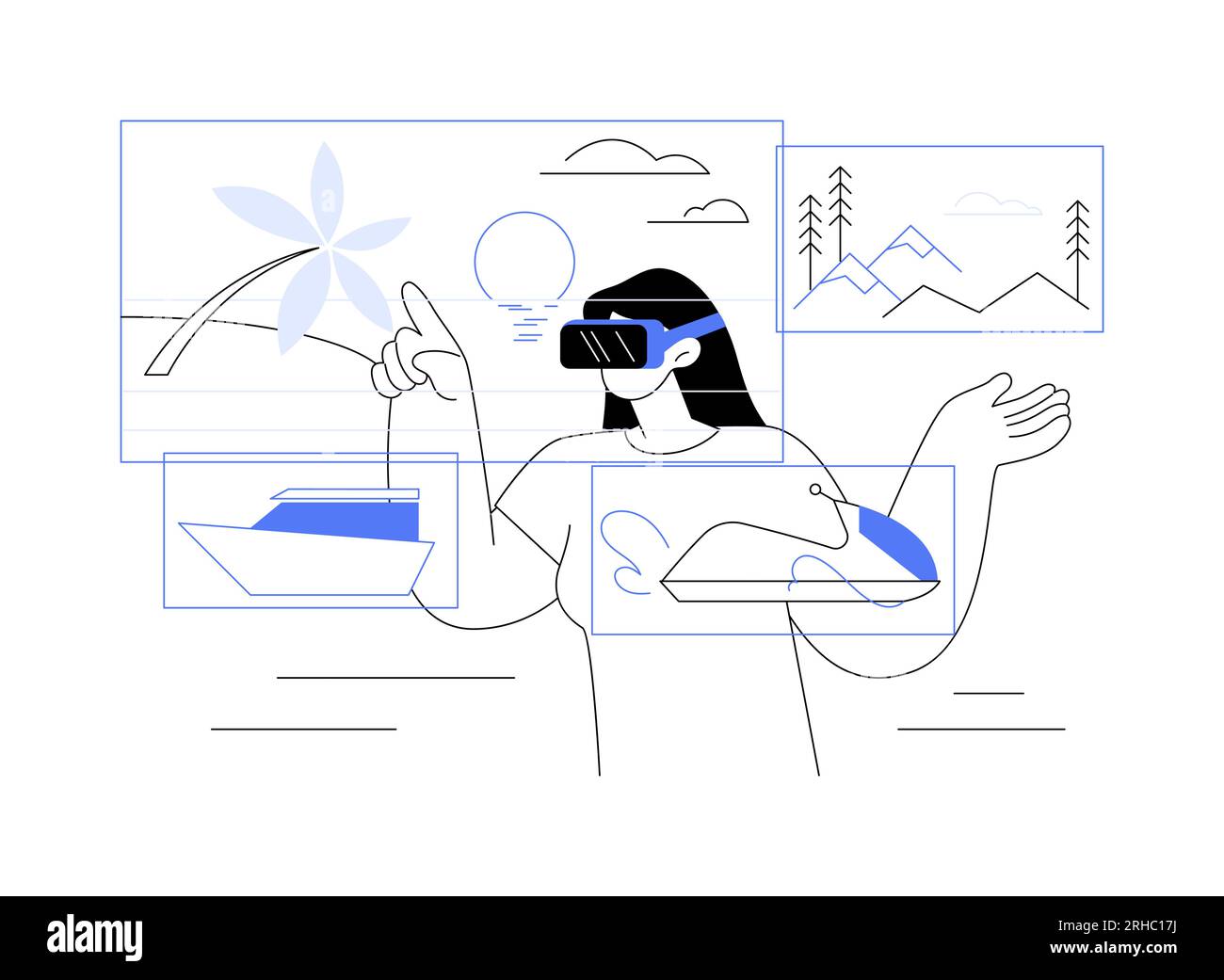 Virtual travelling abstract concept vector illustration Stock Vector ...