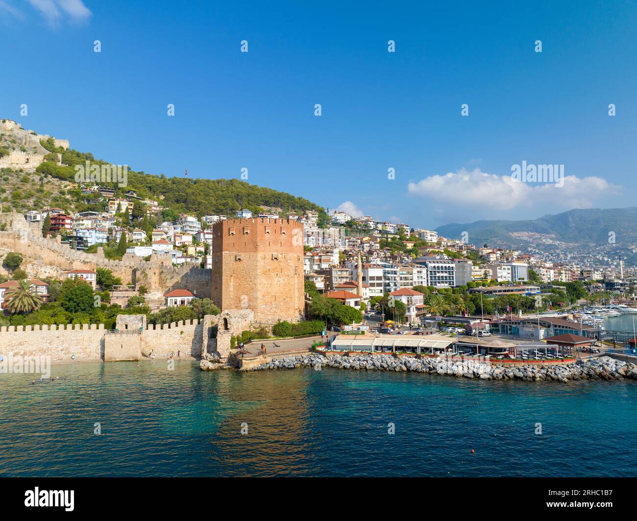 Alanya - Turkey, August 11, 2023, An aerial view of the bay Alanya in ...