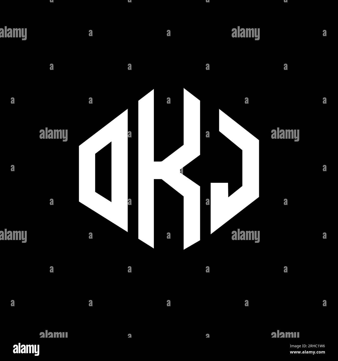 OKJ letter logo design with polygon shape. OKJ polygon and cube shape ...