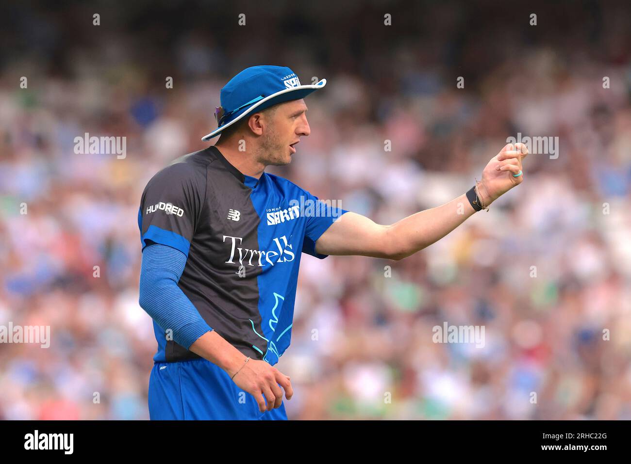 London, UK. 15th Aug, 2023. London Spirit's Dan Worrall fielding as ...