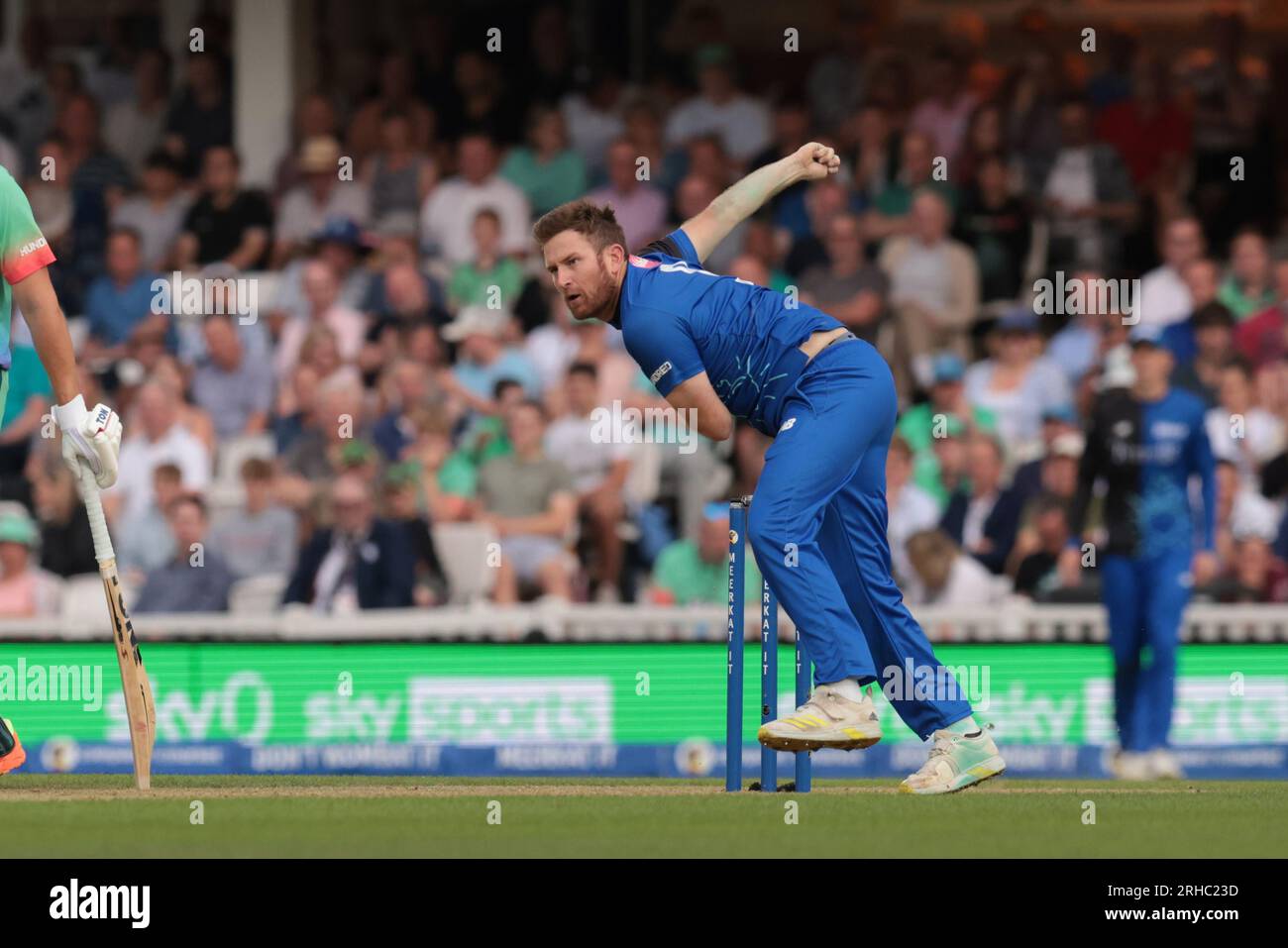 London, UK. 15th Aug, 2023. London Spirit's Liam Dawson bowling as Oval ...