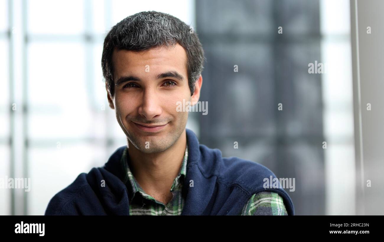 Mature european male model posing indoors for a close-up portrait Stock ...