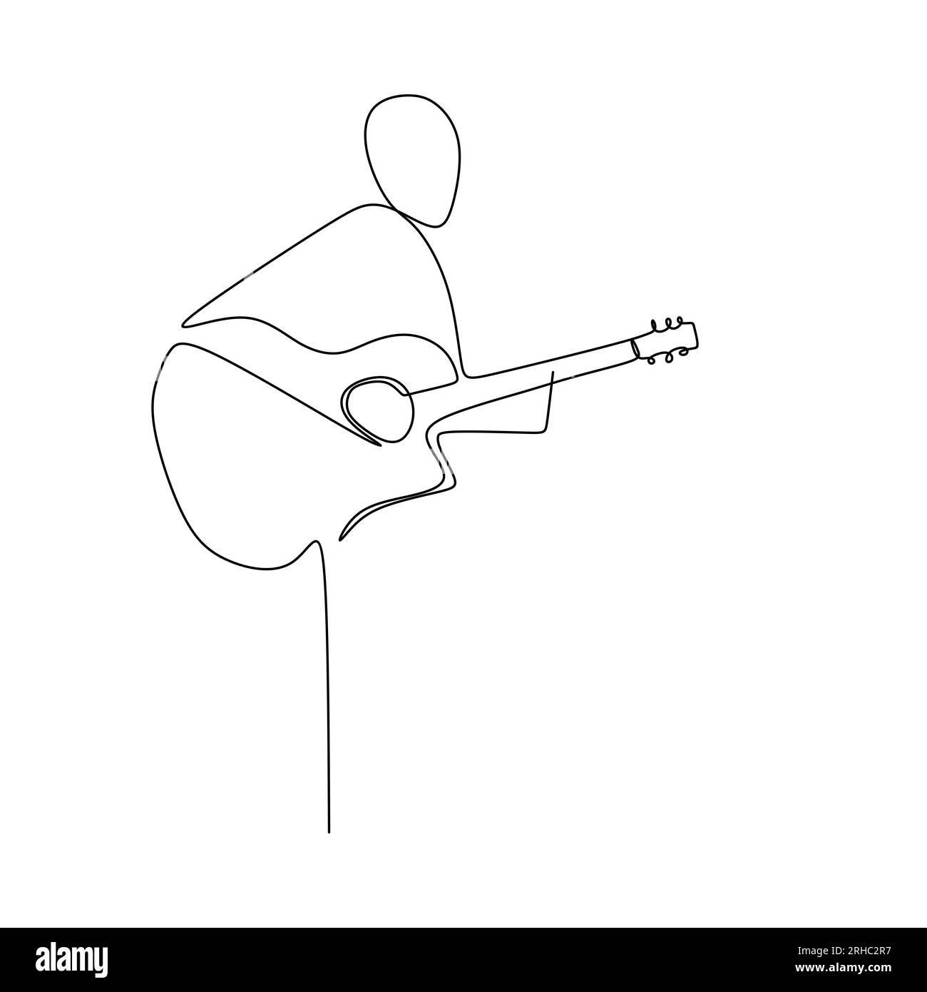 Person sing a song with acoustic classical guitar continuous one line ...