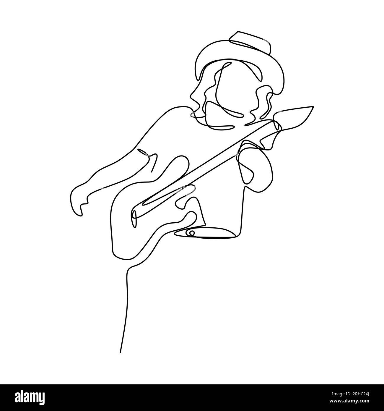 picture of a continuous line of rocker guitarist players Stock Vector ...