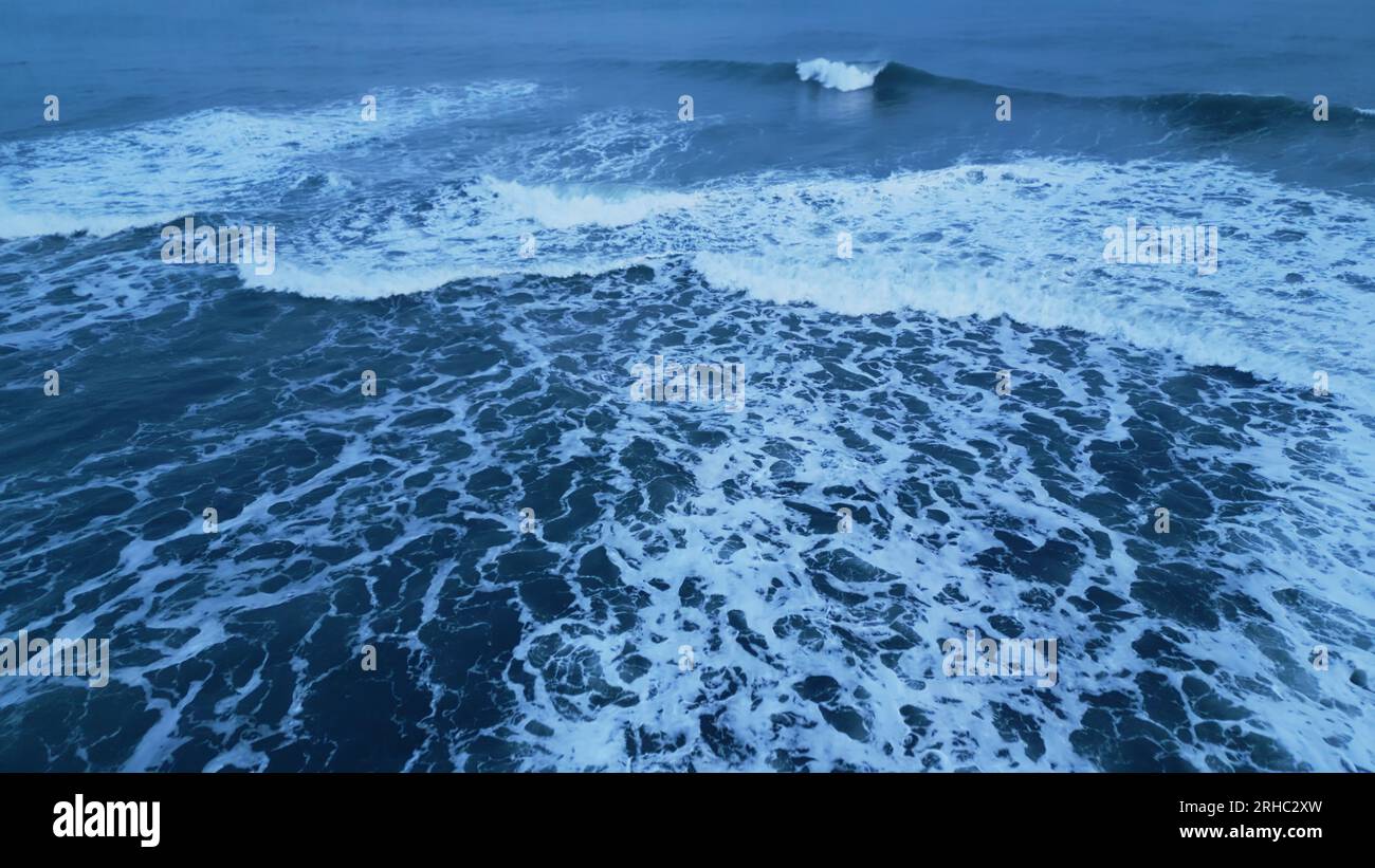 Drone shot of nordic ocean coastline with black sand beaches, icelandic ...