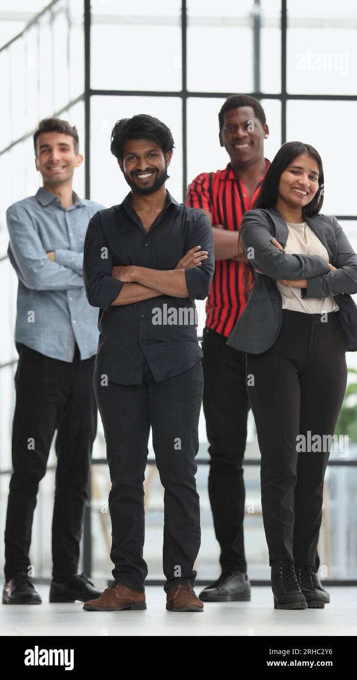 Team four people stand hi-res stock photography and images - Alamy