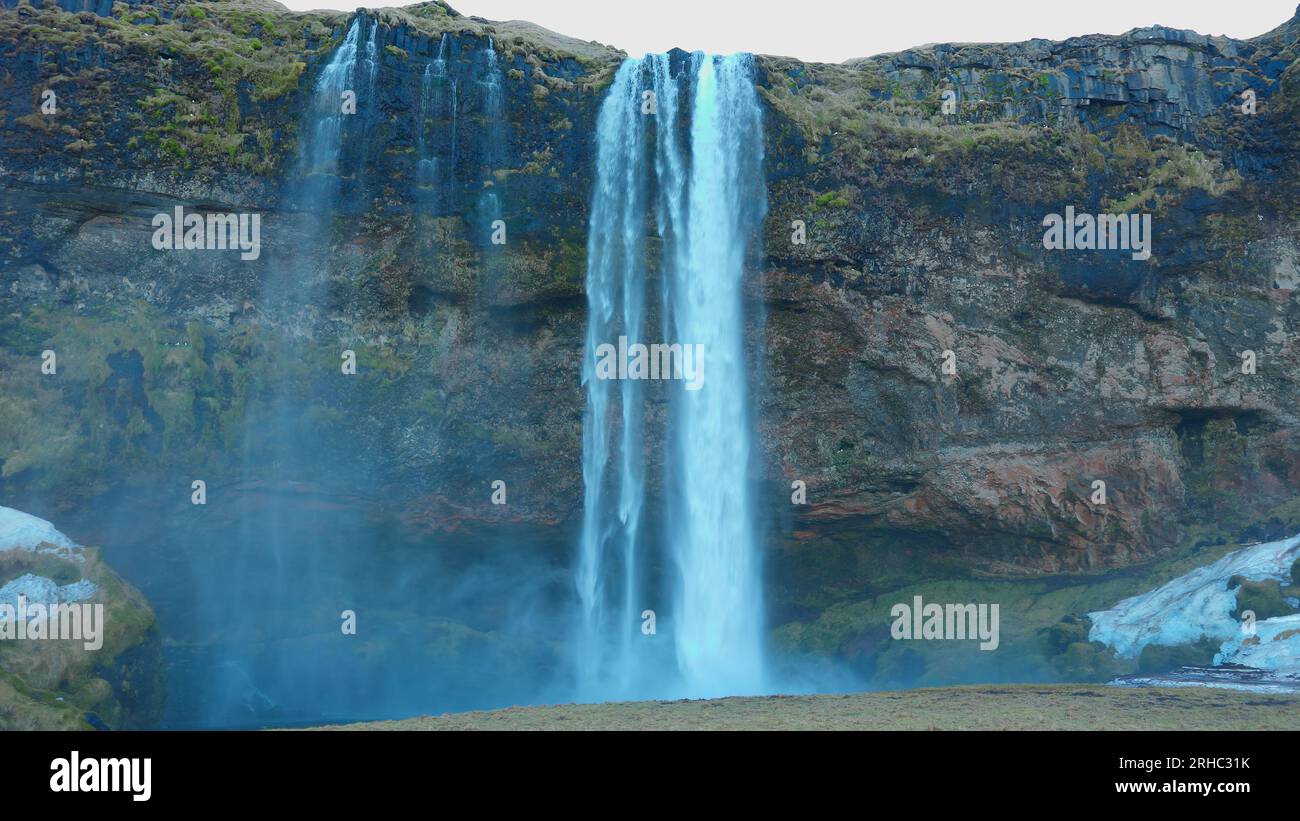 Beautiful seljalandsfoss waterfall in iceland circa March 2023 ...