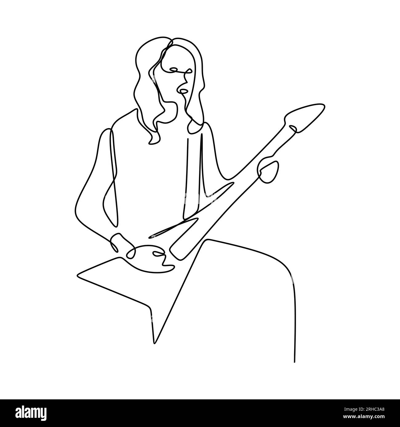 picture of a continuous line of rocker guitarist players Stock Vector ...