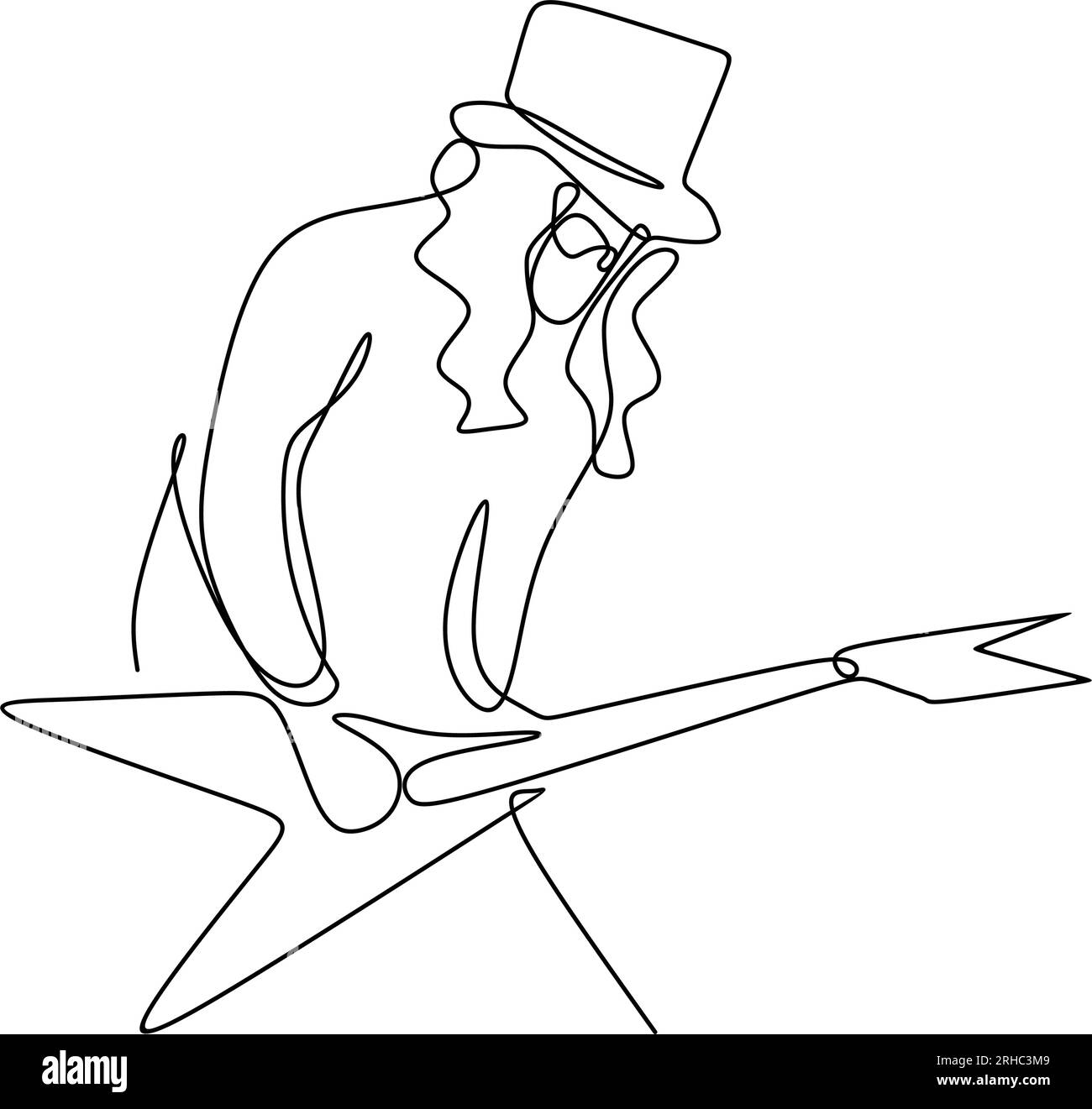 continuous line drawing of rocker guitarist players Stock Vector Image ...