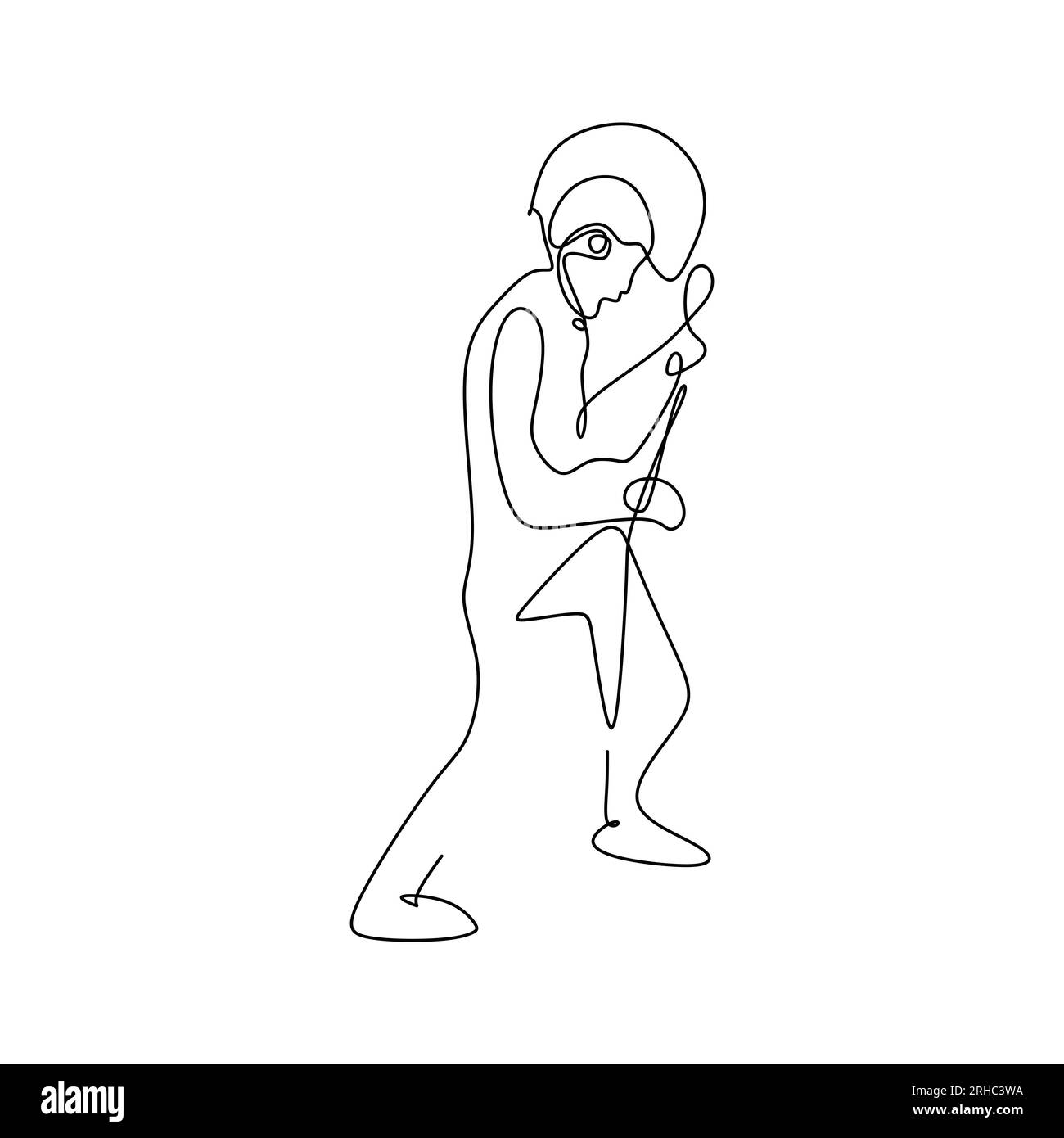 continuous line drawing of rocker guitarist players Stock Vector Image ...