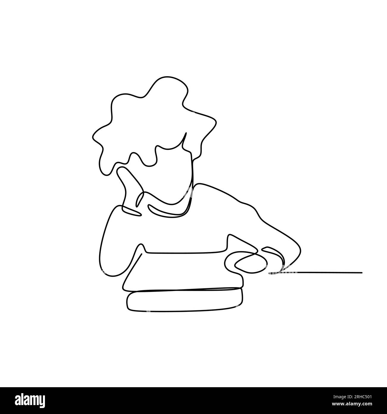 continuous line drawing of a child reading a book Stock Vector Image ...