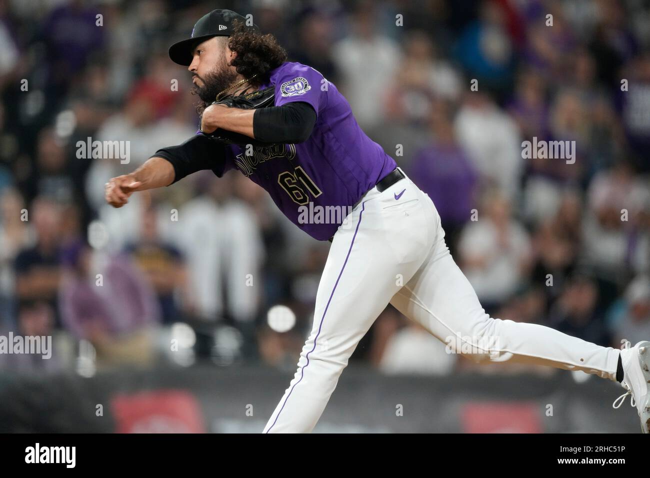 Colorado Rockies relief pitcher Justin Lawrence (61) in the ninth ...