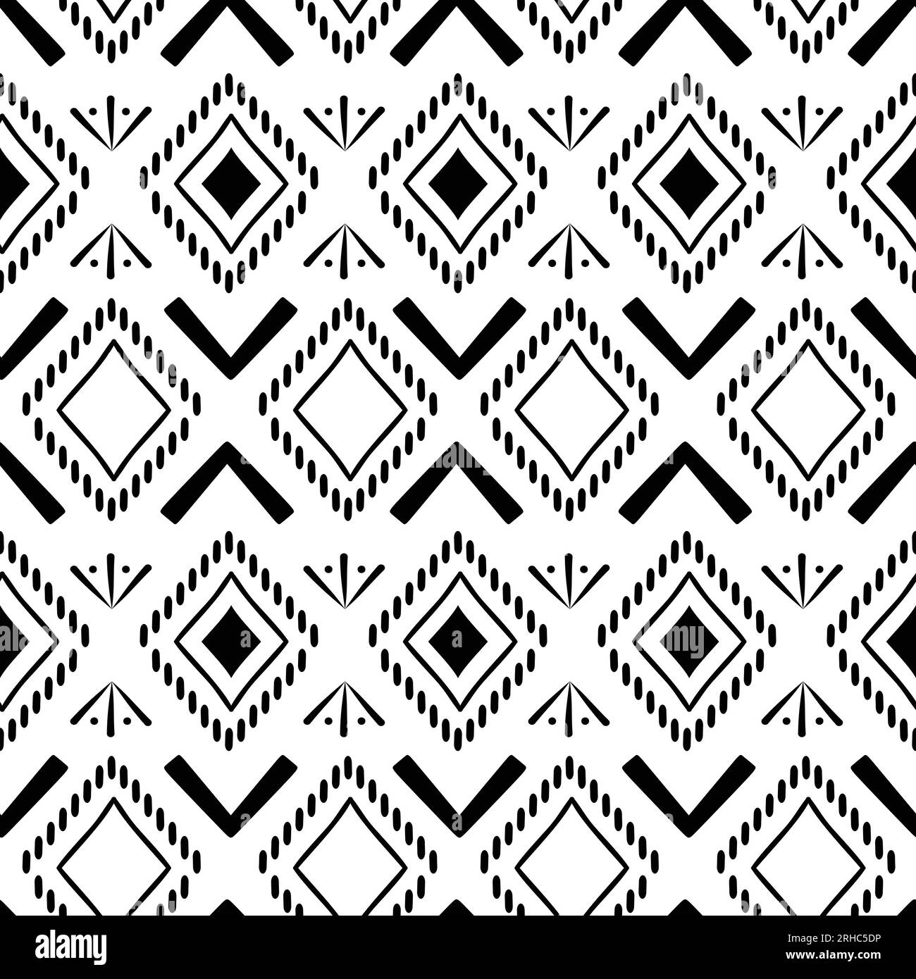 Black and white tribal seamless pattern vector illustration with ikat ...