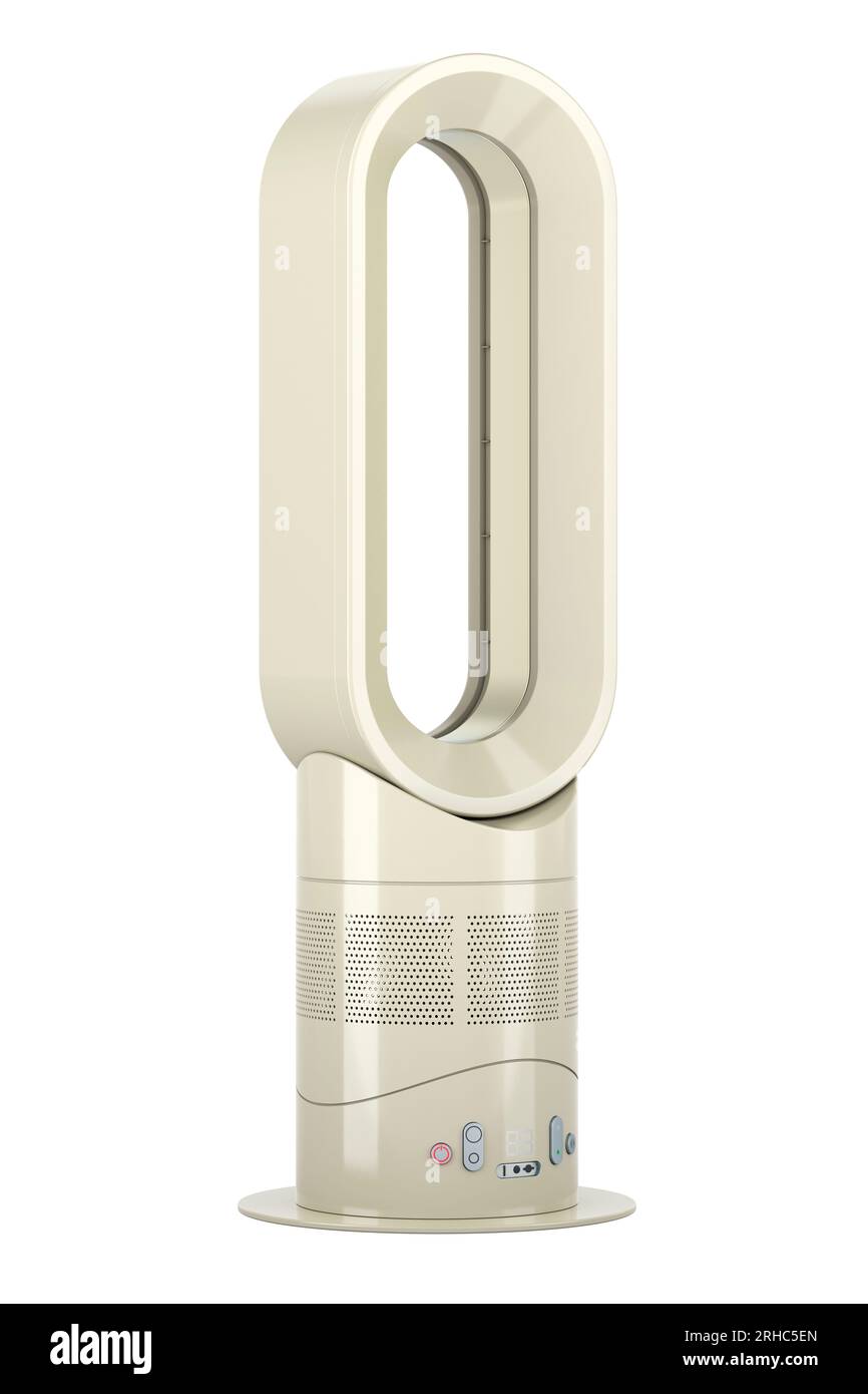 Bladeless air fan, front view. 3D rendering isolated on white ...