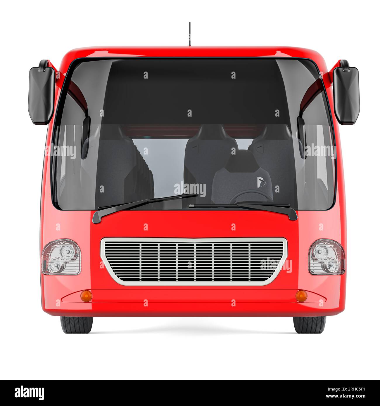 Red bus, front view. 3D rendering isolated on white background Stock ...
