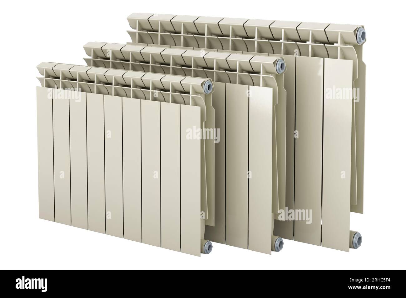 Set of heating radiators, 3D rendering isolated on white background ...