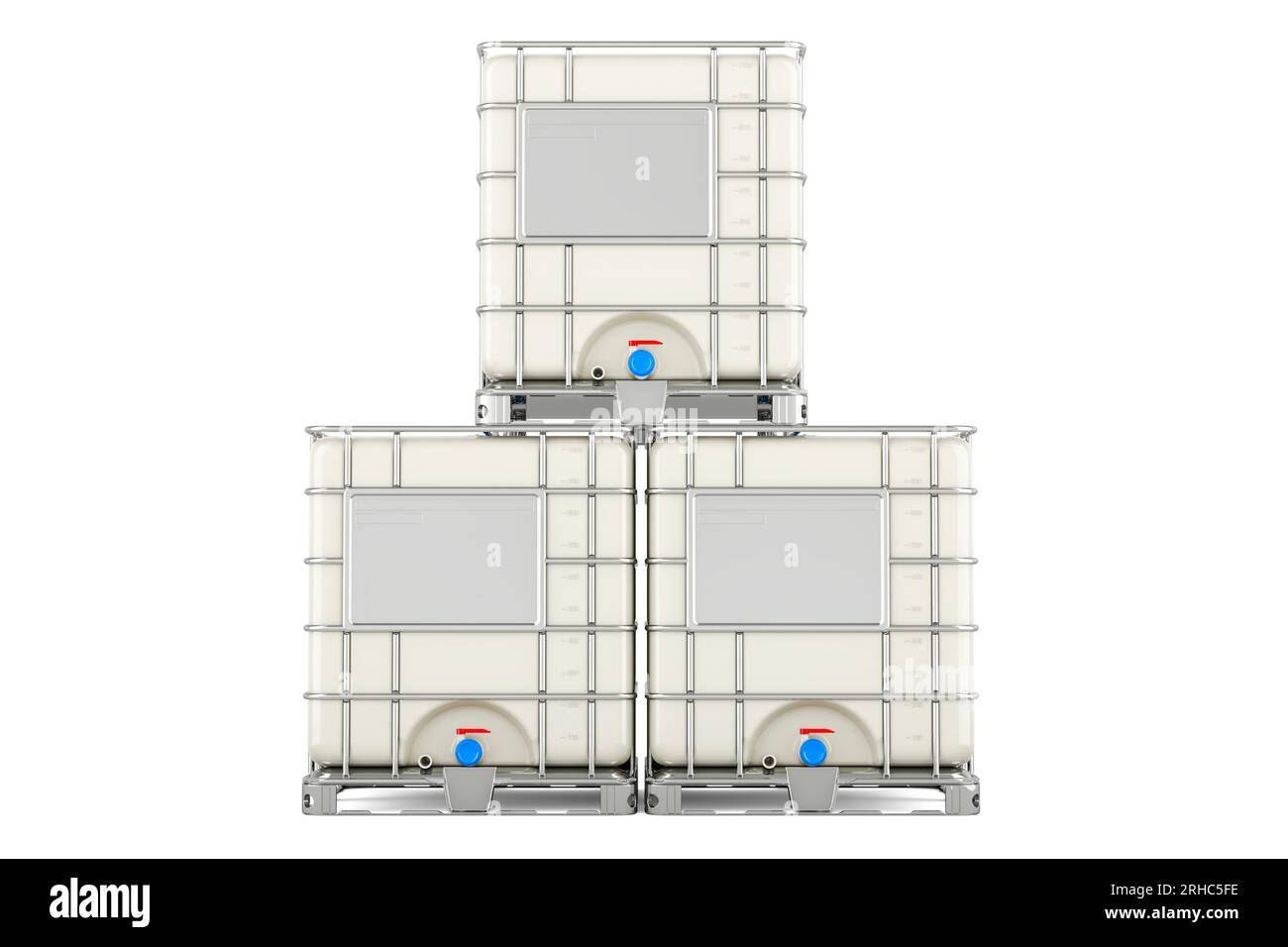 Stack of intermediate bulk containers, 3D rendering isolated on white ...