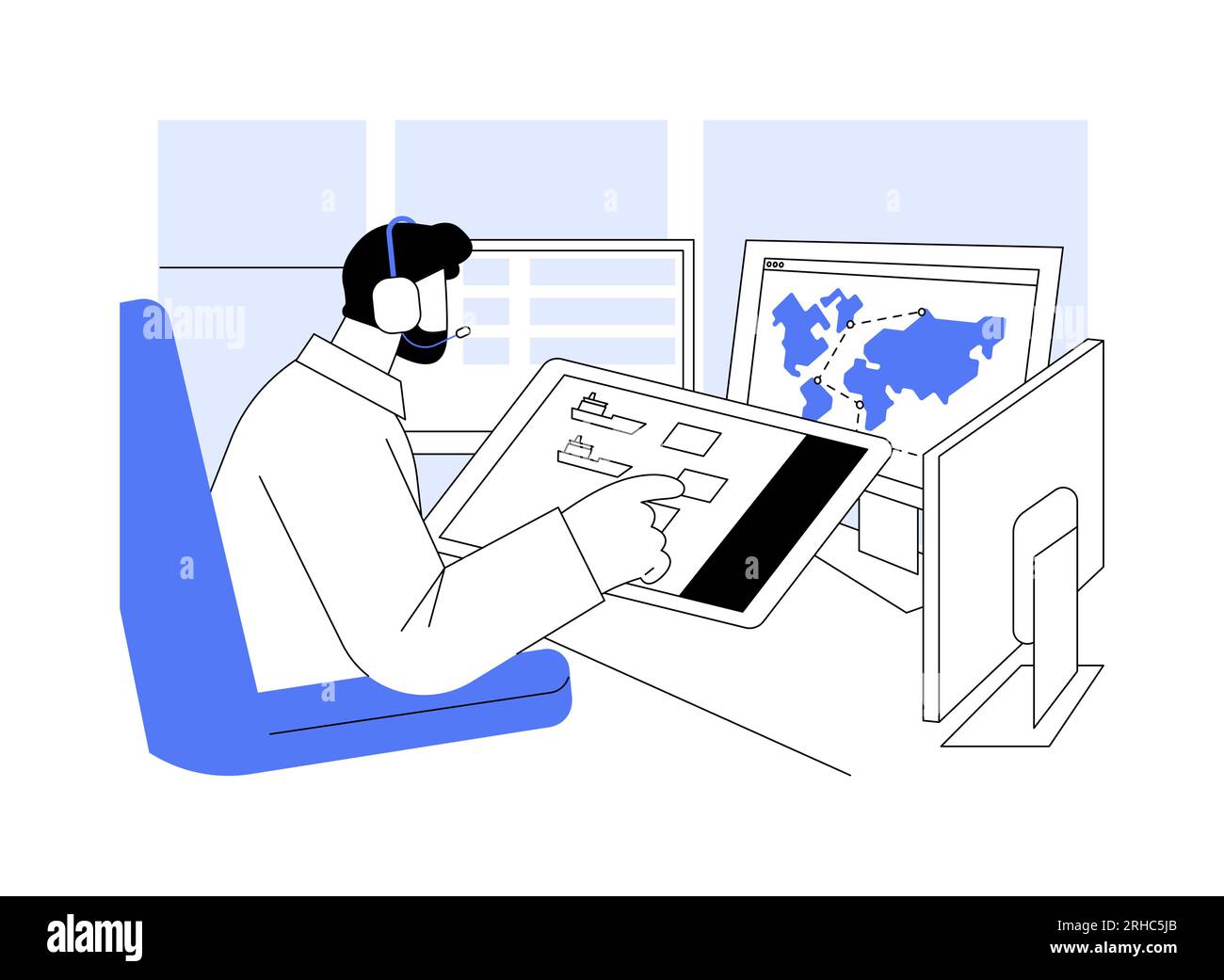 Port control room abstract concept vector illustration Stock Vector ...