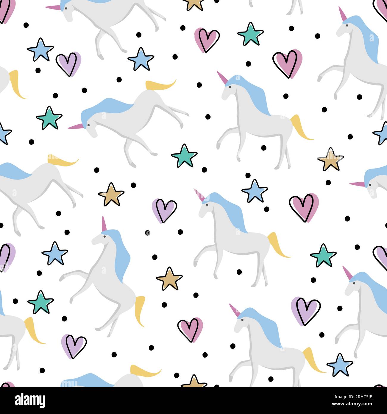 Cute unicorn seamless pattern baby cute vector illustration for kids ...