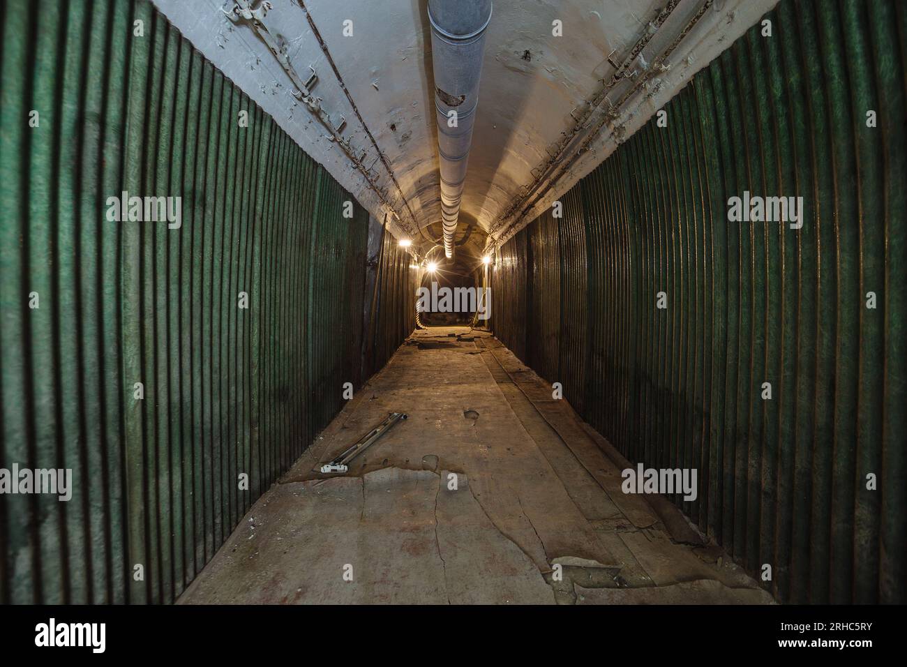 Old vaulted corridor of Soviet bunker, echo of Cold War Stock Photo - Alamy