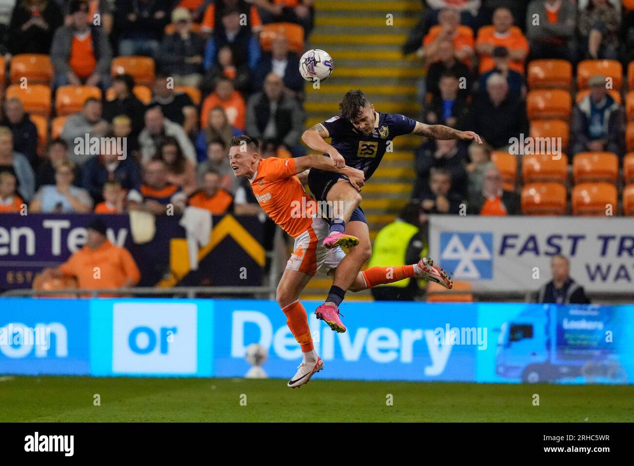 Blackpool, UK. 15th Aug, 2023. Andy Lyons #24 of Blackpool competes for ...