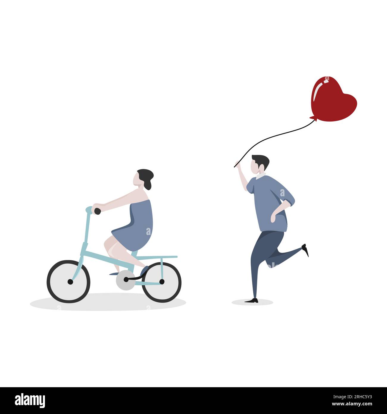 Cute couple character with a man running to catch a girl to give a ...