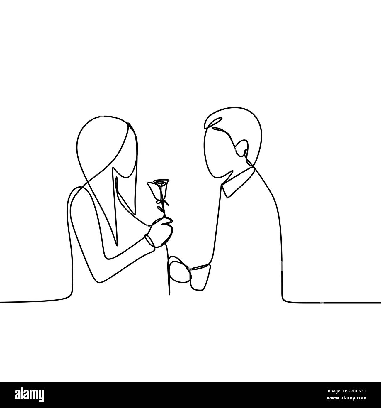 Concept Of Romantic Couple In Love Continuous Line Drawing Vector