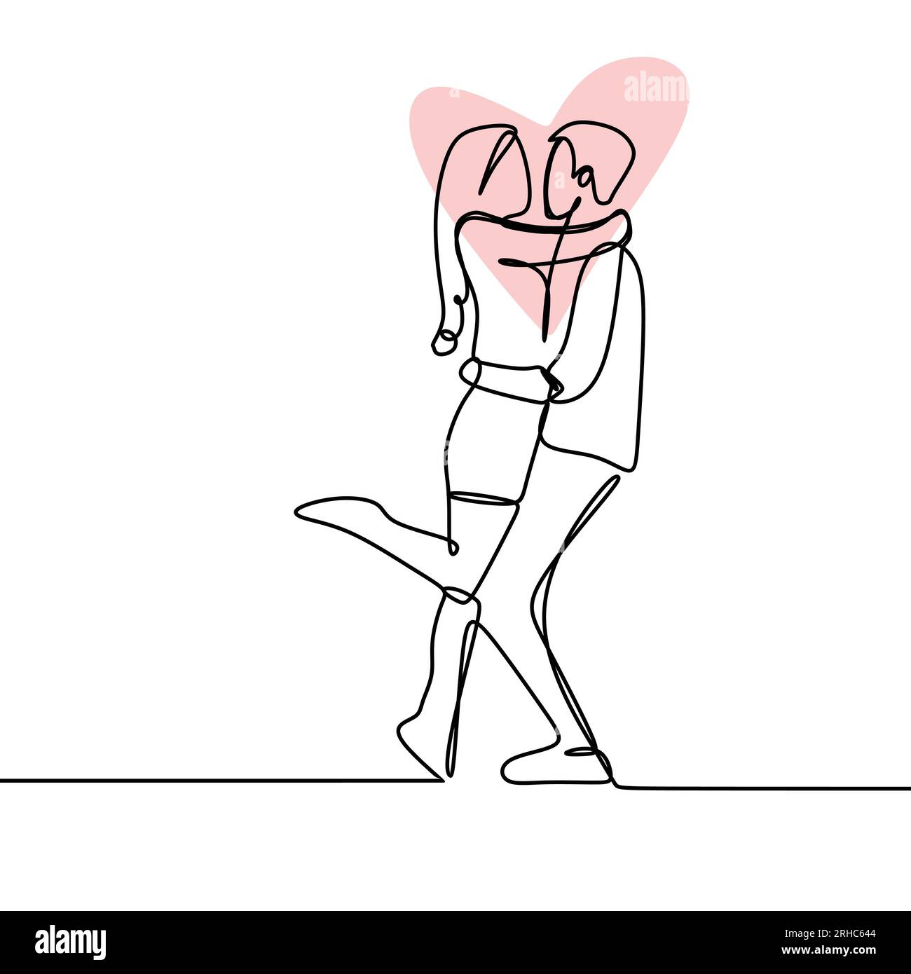 Concept of romantic couple in love continuous line drawing vector ...