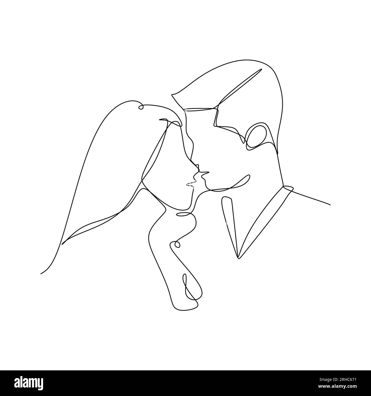 Couple in love with continuous one line drawing vector illustration ...