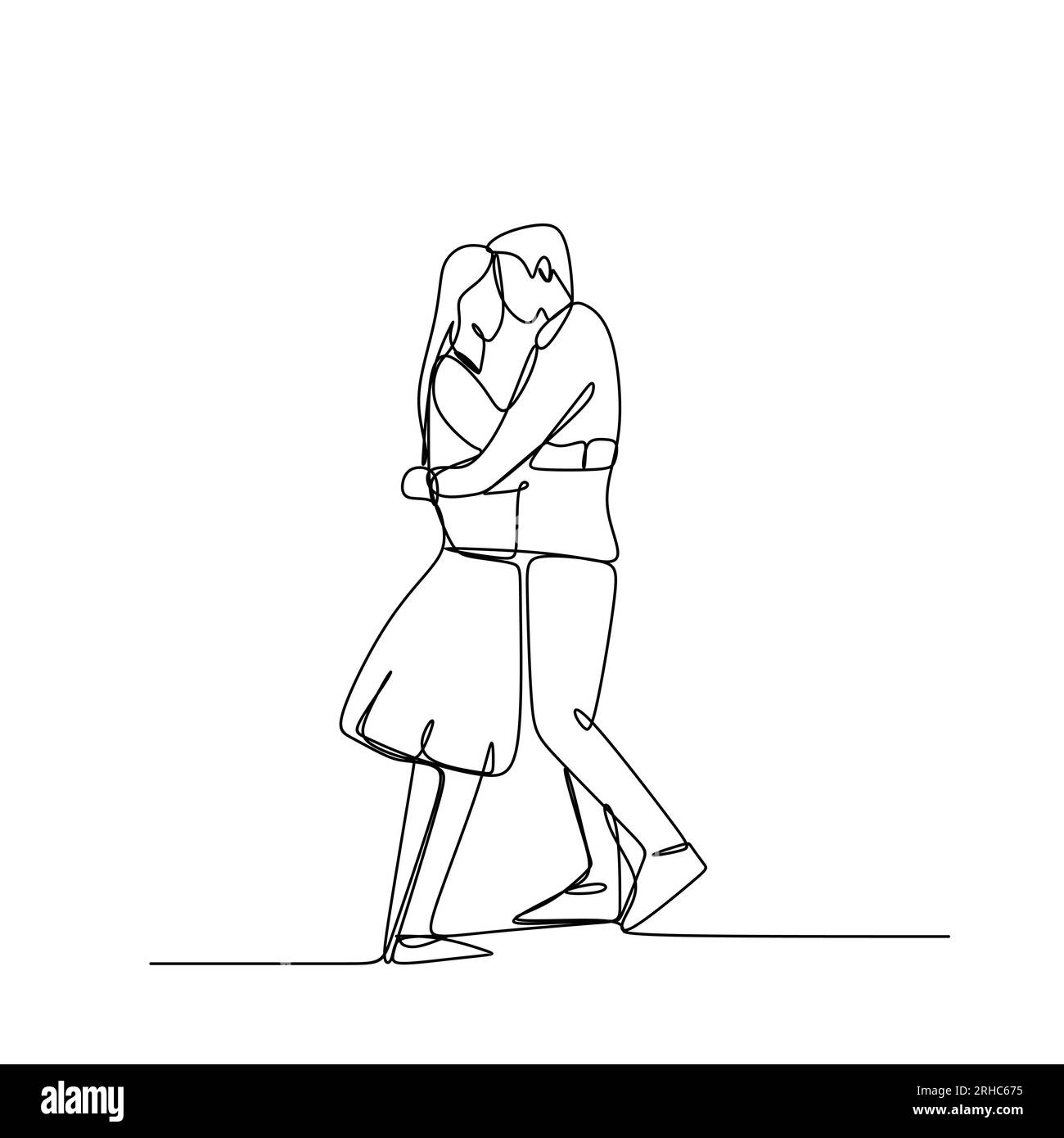 Concept of romantic couple in love continuous line drawing vector ...