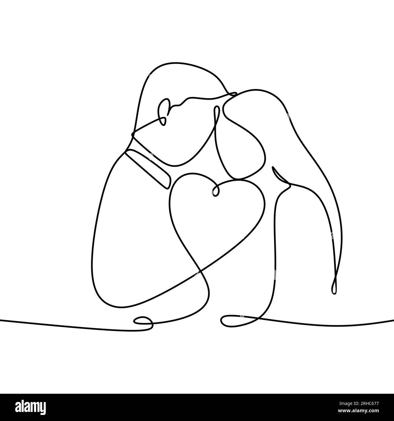 Couple in love with continuous one line drawing vector illustration ...