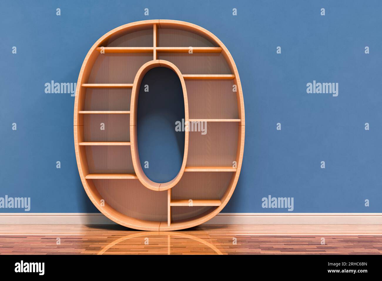 Number 0 as bookshelf in interior, 3D rendering Stock Photo - Alamy