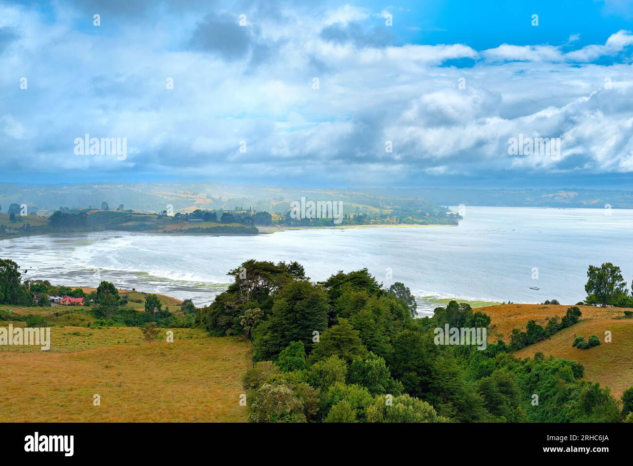 Meadows at Peninsula of Rilan, Chiloe Island, Chile Stock Photo - Alamy