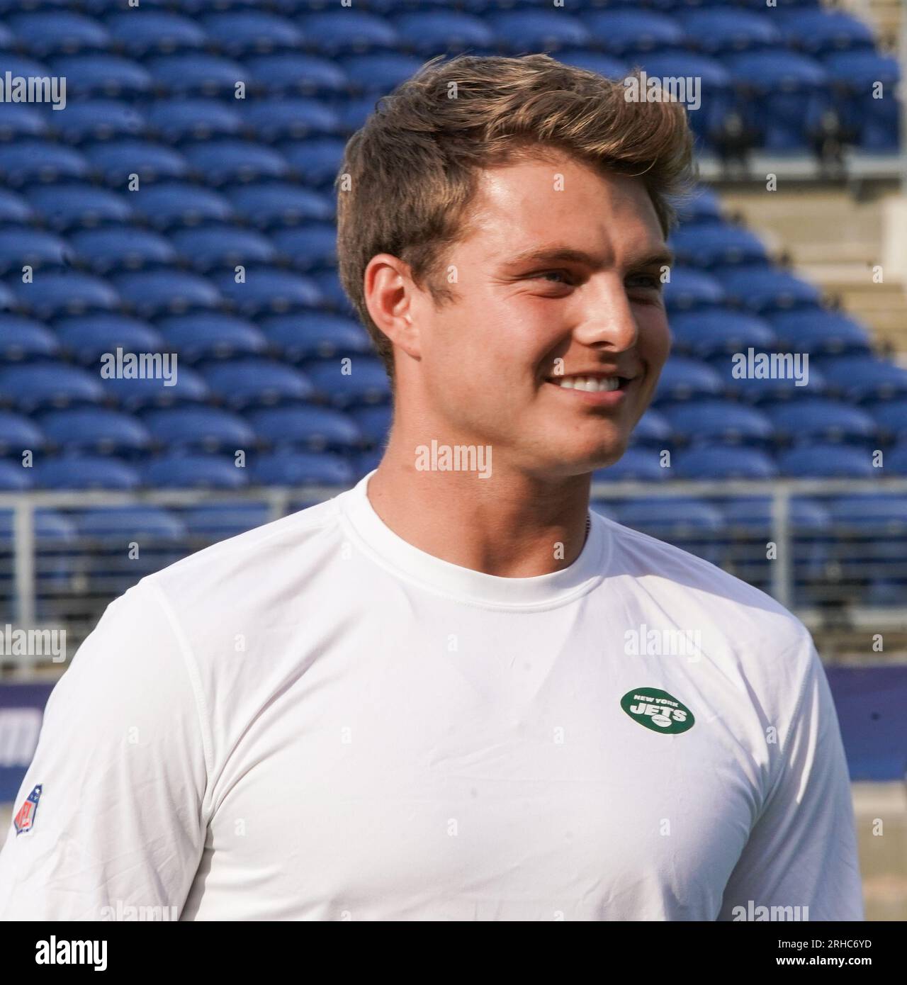 Canton, Ohio, USA. 3rd Aug, 2023. New York Jets quarterback Zach Wilson ...
