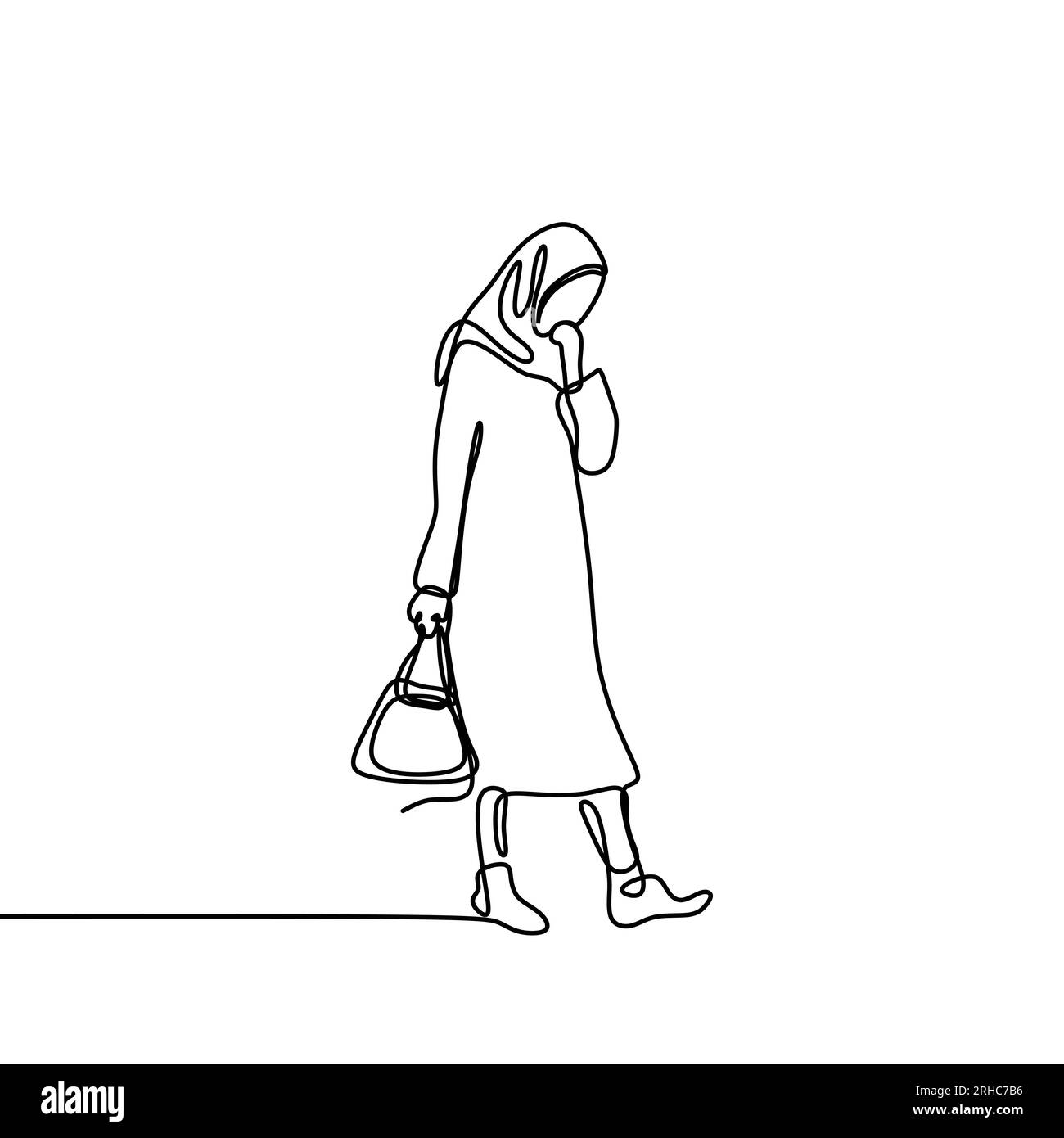 Hijab women one line drawing vector Stock Vector Image & Art - Alamy