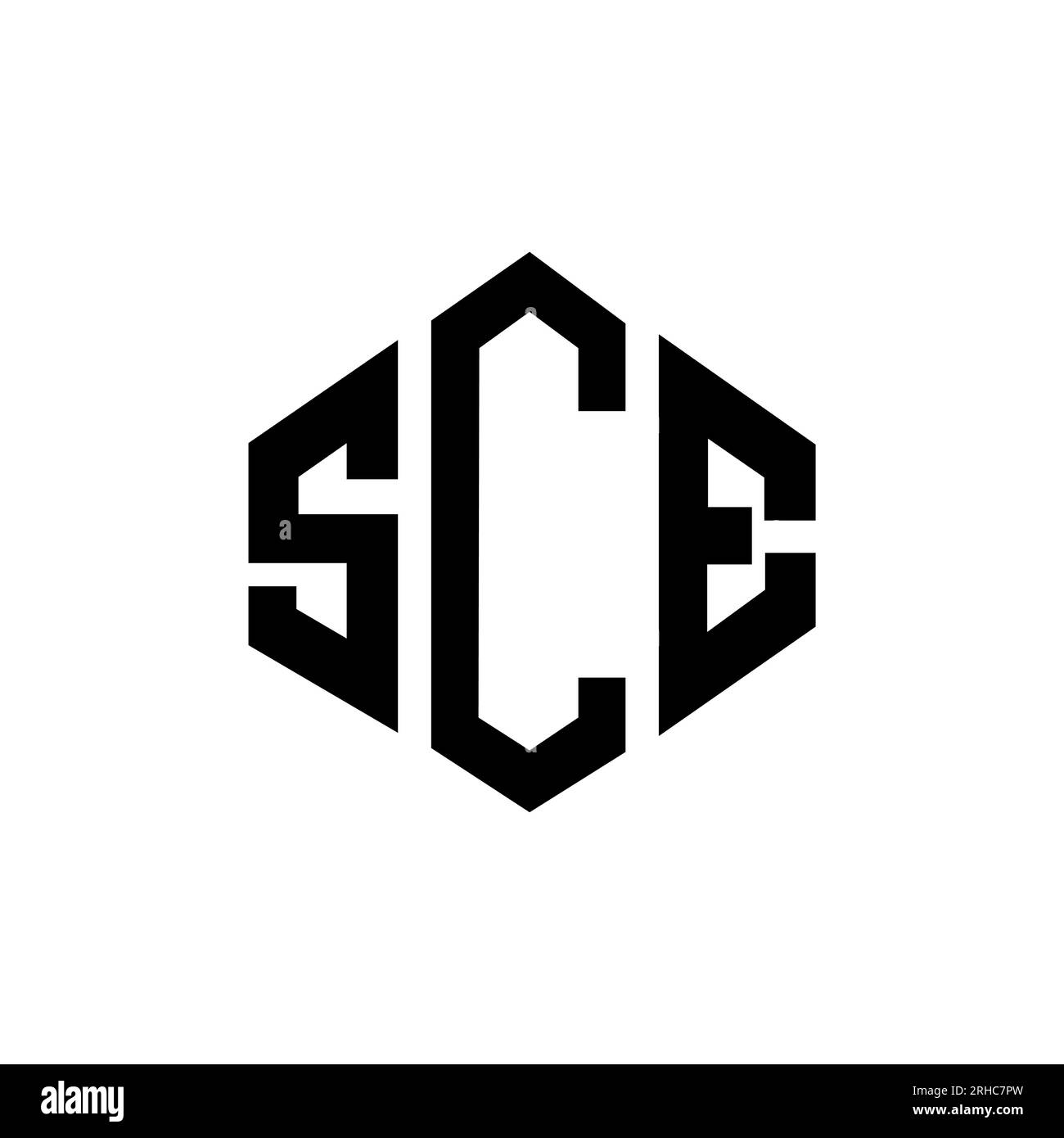 SCE letter logo design with polygon shape. SCE polygon and cube shape ...