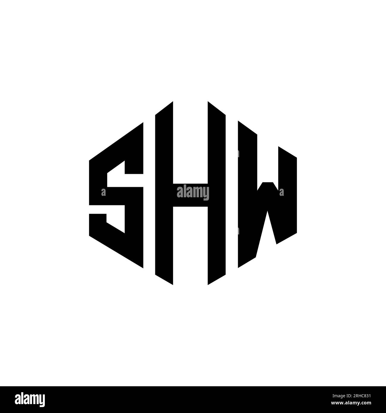 SHW letter logo design with polygon shape. SHW polygon and cube shape ...