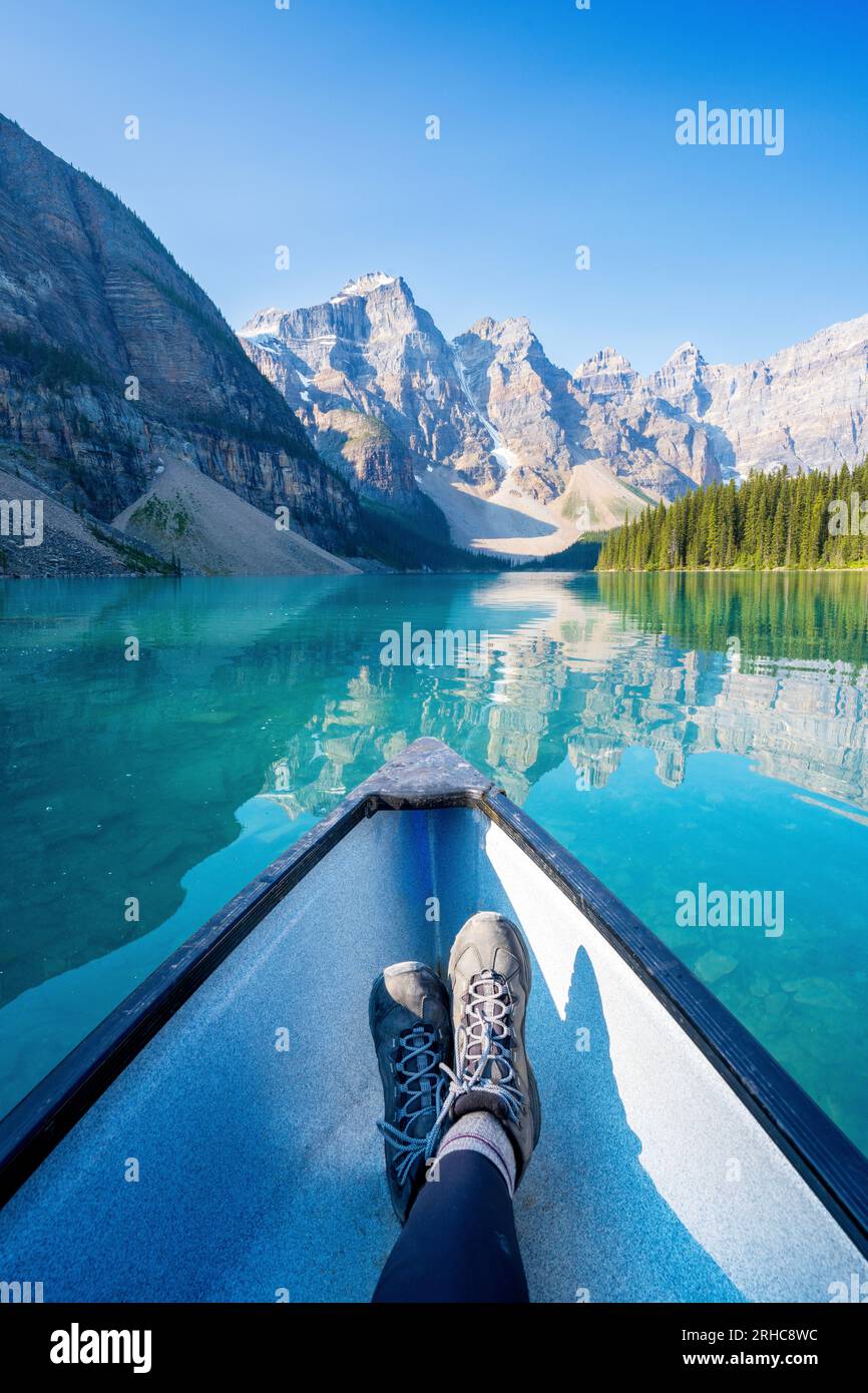 Moraine Lake during summer in Banff National Park, Canadian Rockies, Alberta, Canada. Banff ...
