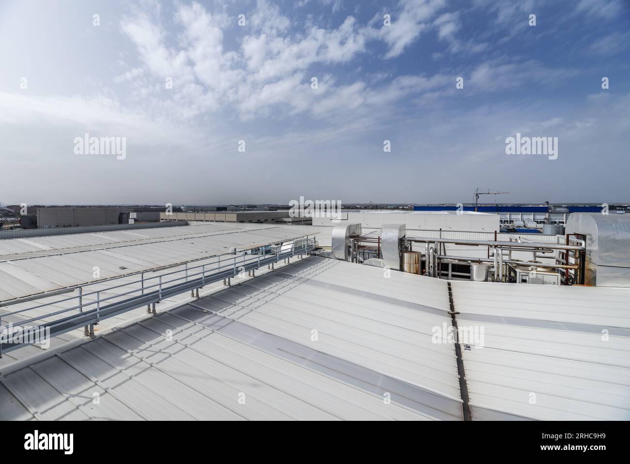 Sheet metal roofs in a modern factory building Stock Photo - Alamy