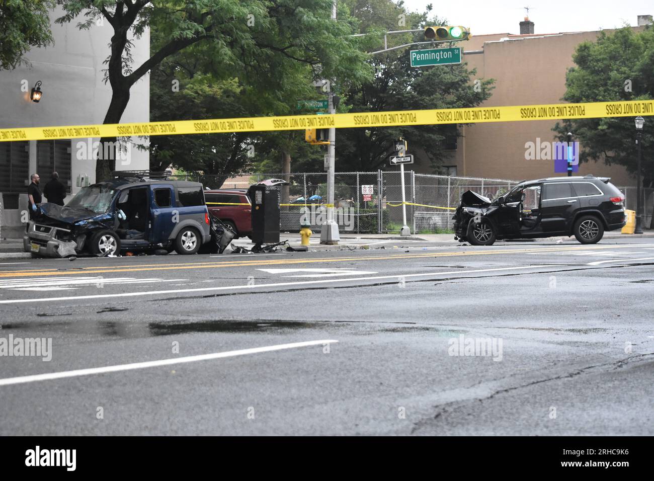 Police tape around the crime scene, blocking access to the crime scene ...