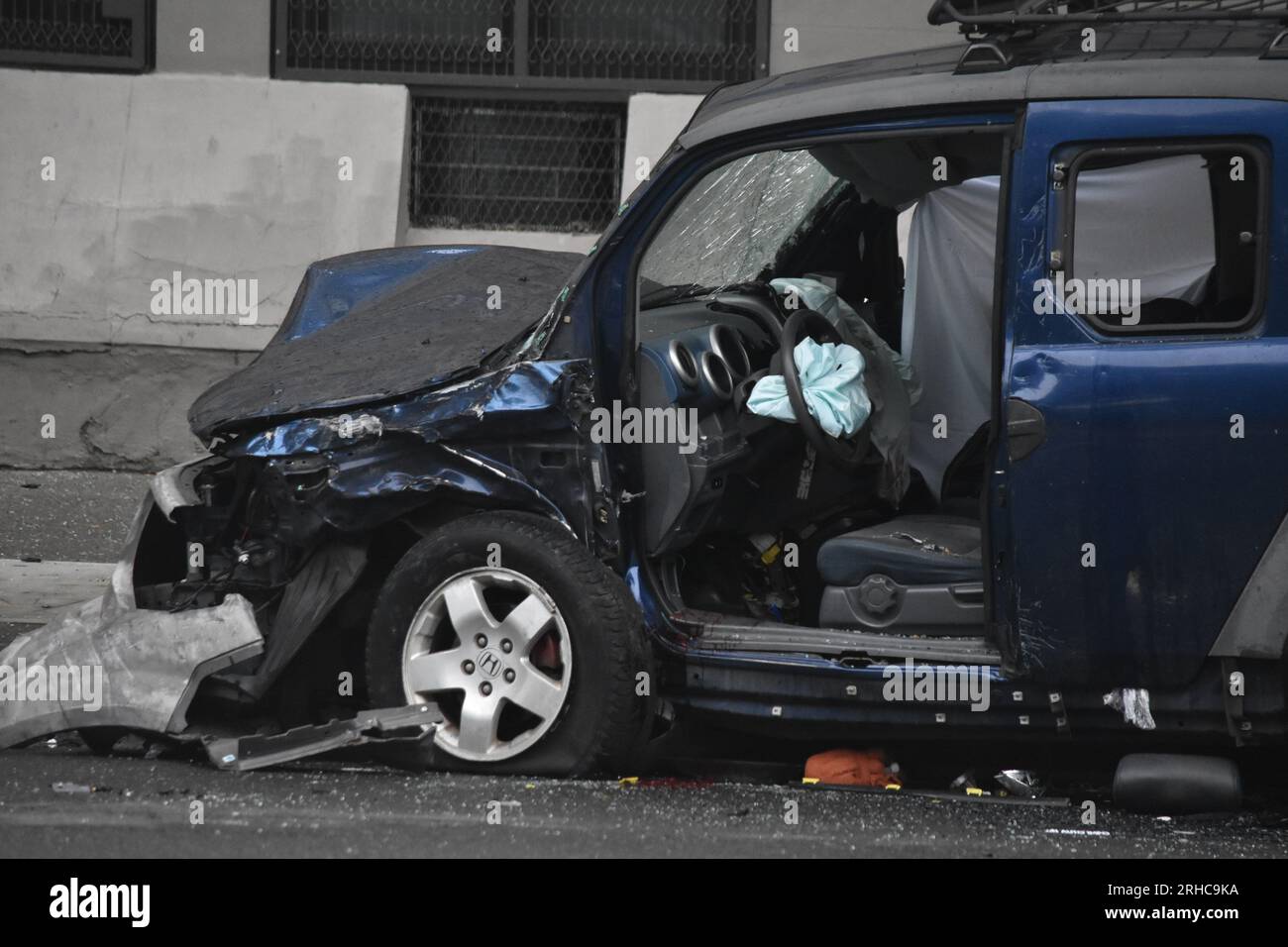 Vehicles seen totalled and destroyed following a crash. Acting Essex ...