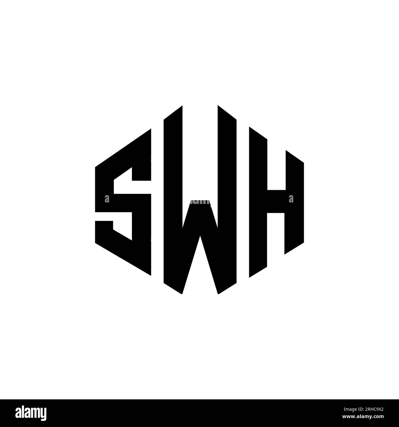 SWH letter logo design with polygon shape. SWH polygon and cube shape logo design. SWH hexagon ...