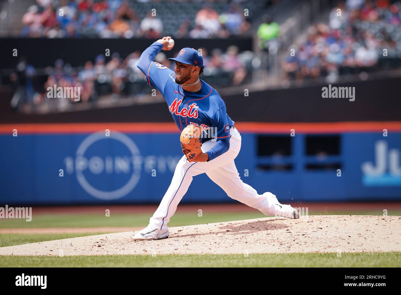 Aug 12 2023; New York City, New York, New York Mets pitcher Denyi Reyes ...