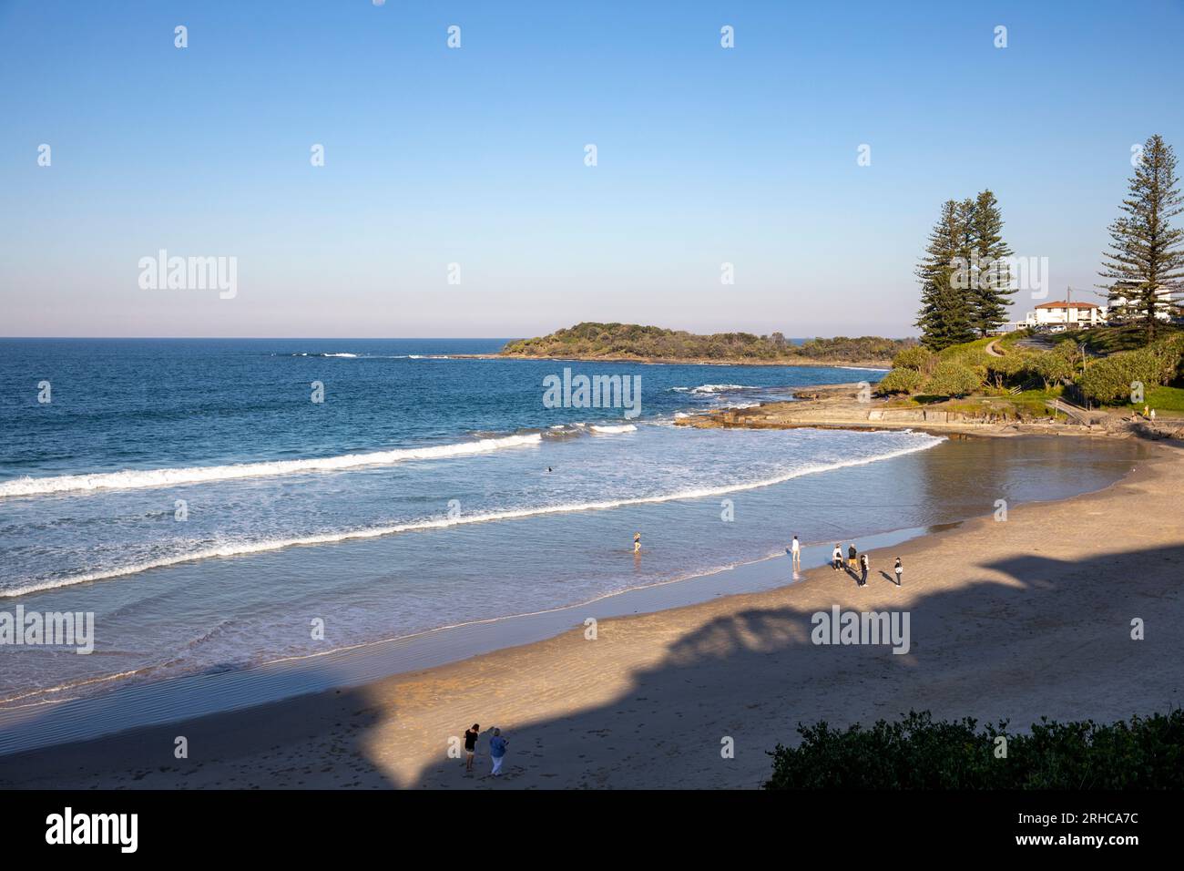 Yamba main beach and ocean, late afternoon winter 2023, Main beach in ...
