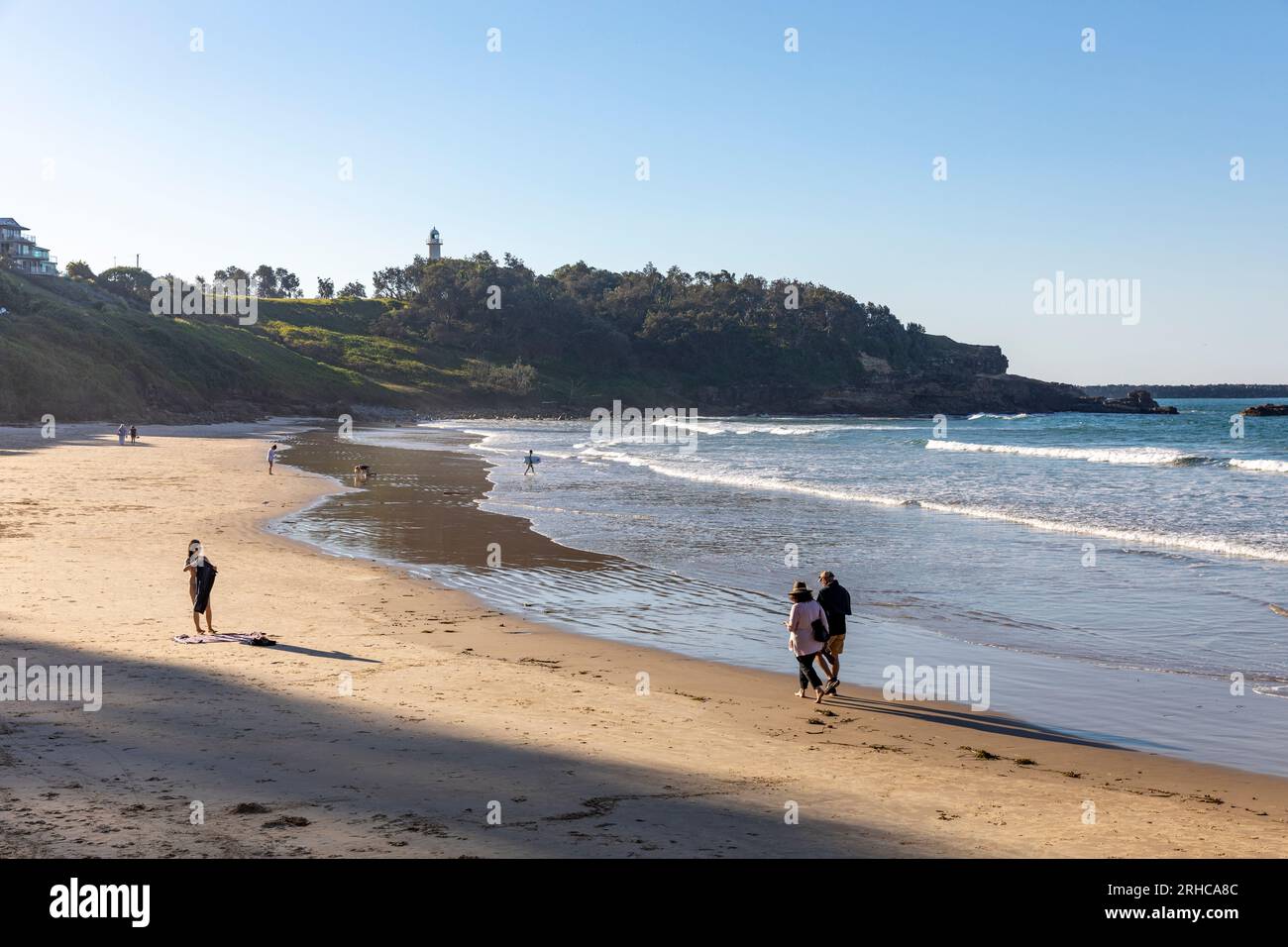 Yamba main beach and ocean, late afternoon winter 2023, Main beach in ...