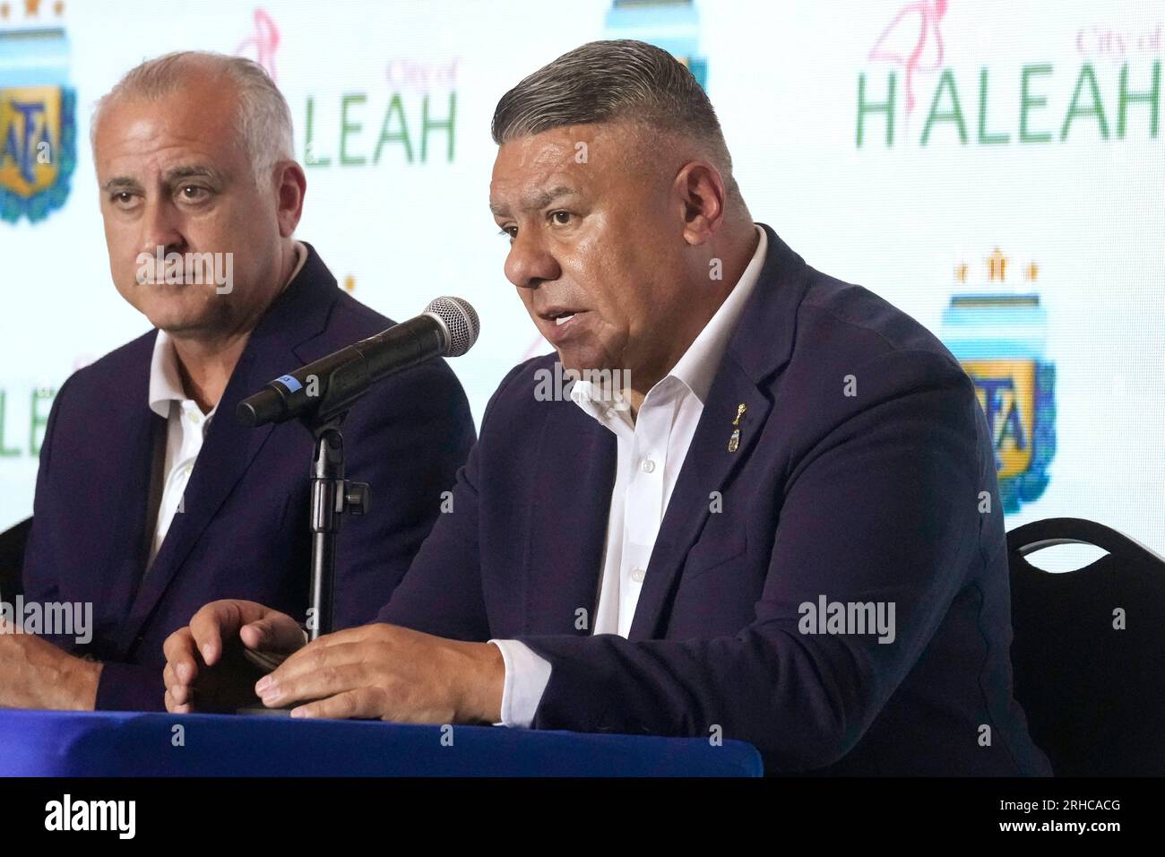 Claudio Tapia, president of the Argentine Football Association, speaks ...