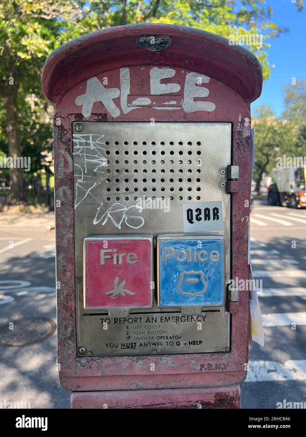 Old but active police/Fire call box on ther street in Brooklyn, New ...