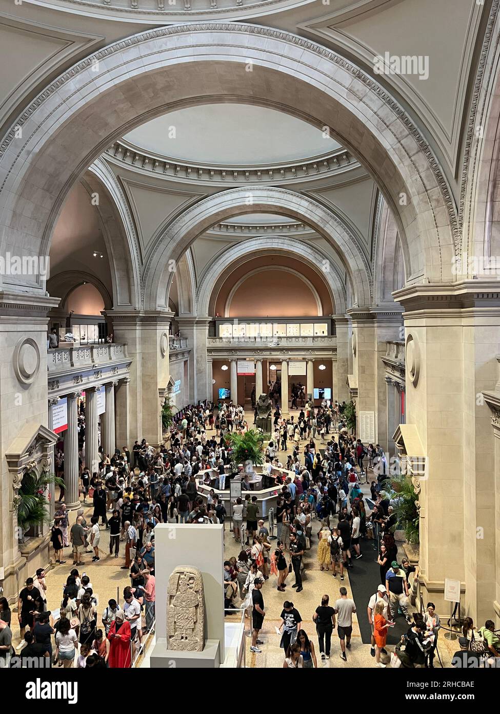 Crowded Grand Entry Hall at the Metropolitan Museum of Art a main ...